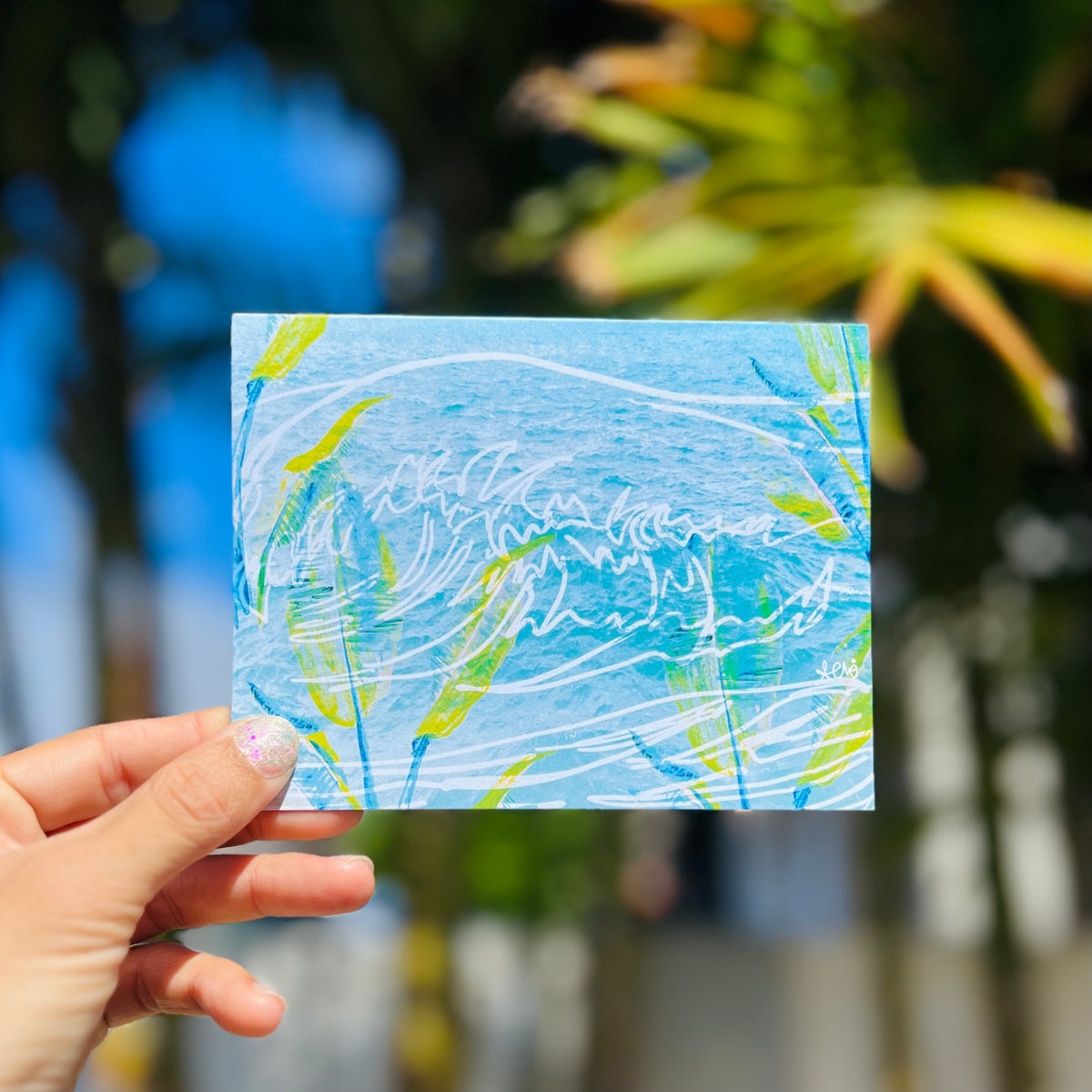 Mixed Media Wave Greeting Card – Aubrey Emi